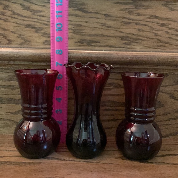 Accents | Vintage Ruby Glass Vases Lot Of 3 6 12 To 7 | Poshmark